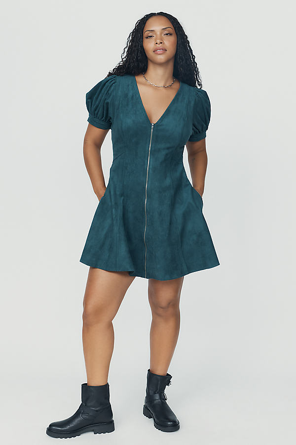 PILCRO Pilcro Calder Faux-Suede V-Neck Mini Dress